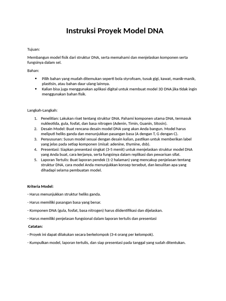 Proyek Model DNA: Panduan Lengkap | PDF