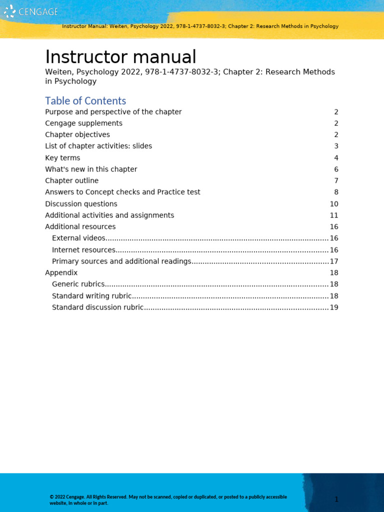 Psychology SA - 4e - Ch02 - InstructorManual | PDF | Psychology | Methodology