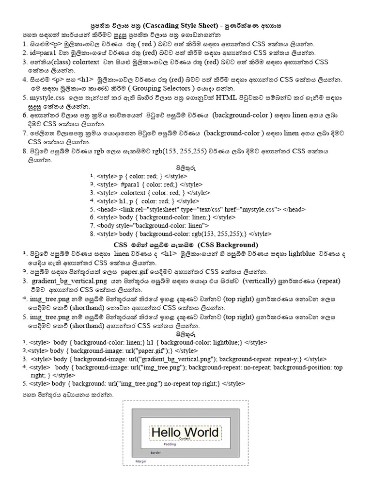 CSS Selectors Sinhala Note | PDF