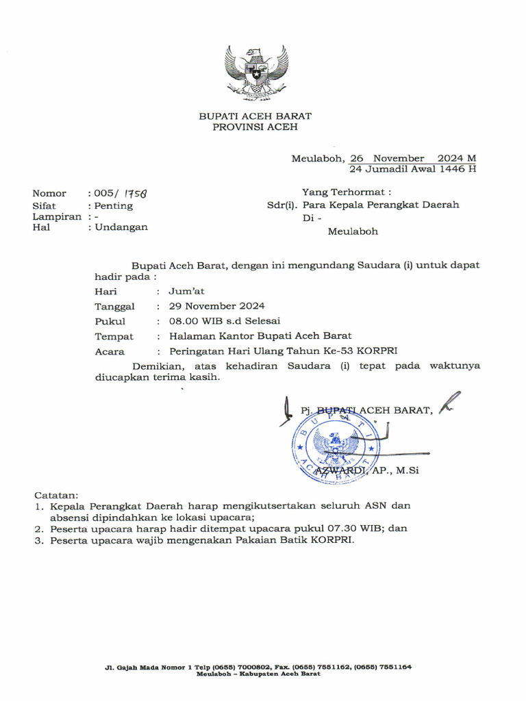 Undangan HUT KORPRI 53 | PDF