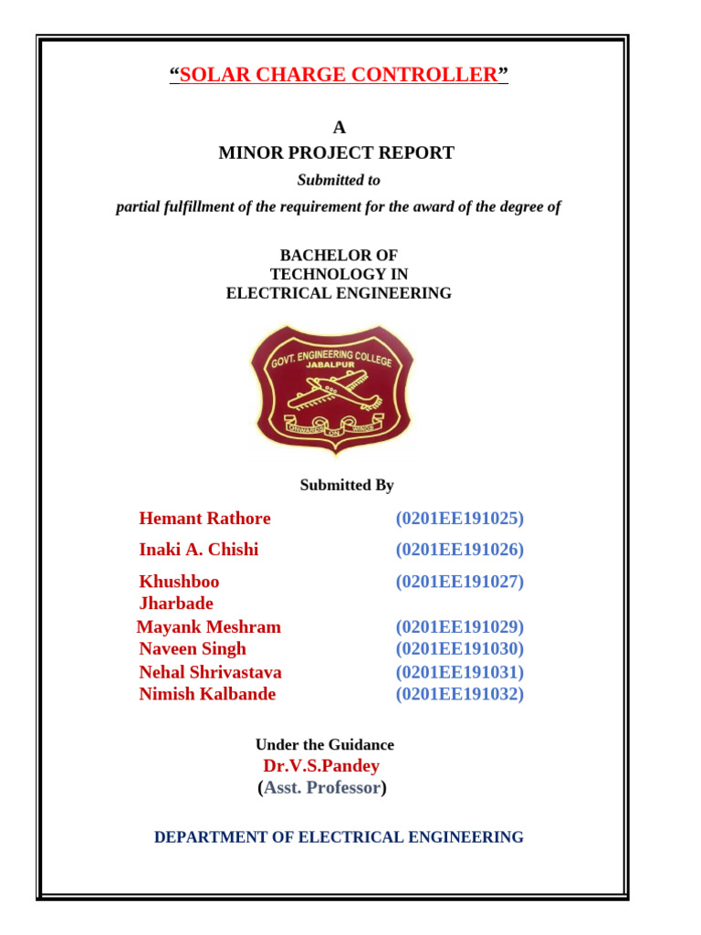 Project Report Charge Controller | PDF | Capacitor | Resistor