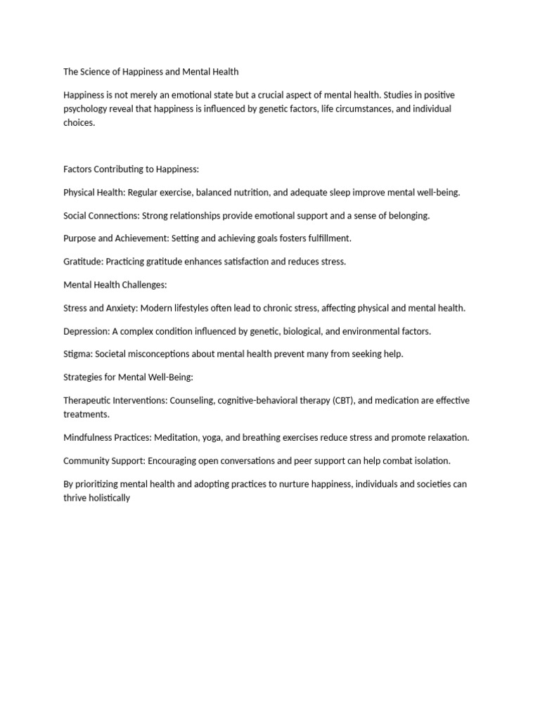 The Science of Happiness and Mental Health | PDF
