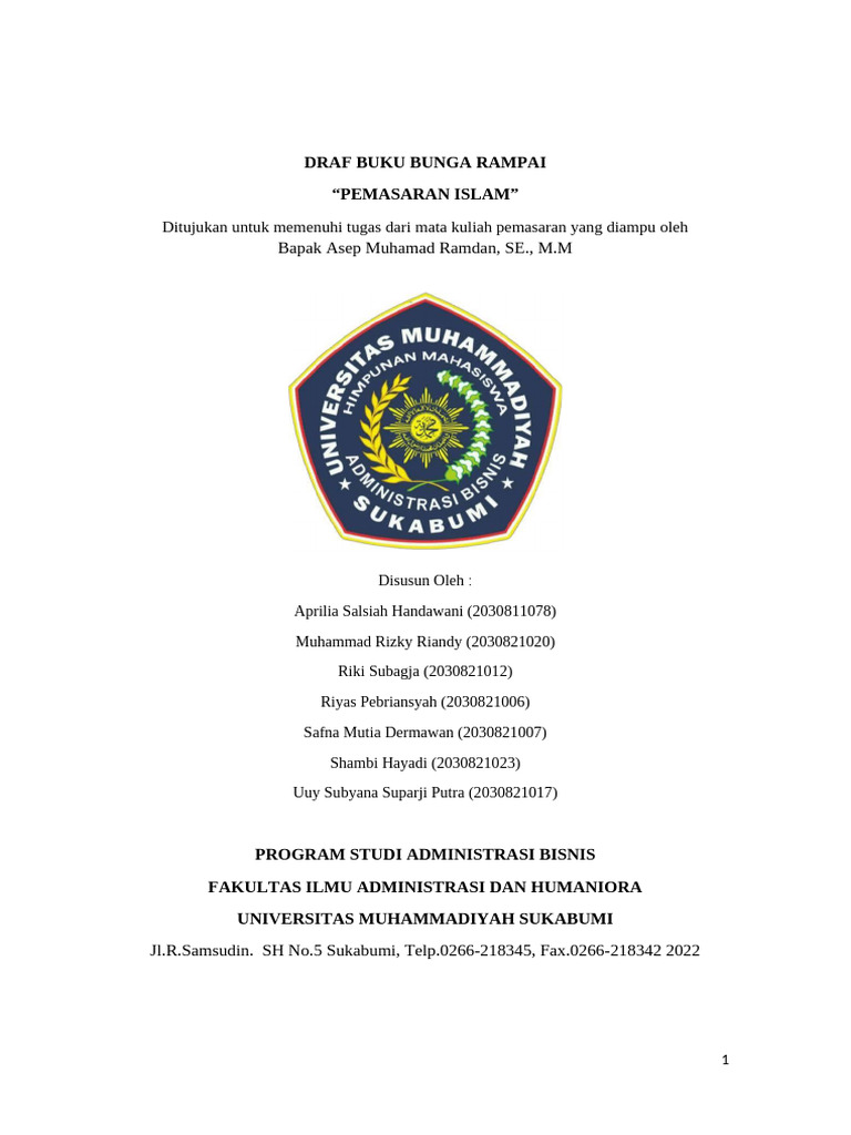 Draf Buku Bunga Rampai Pemasaran Islam - Kelompok 2 Nonreg | PDF