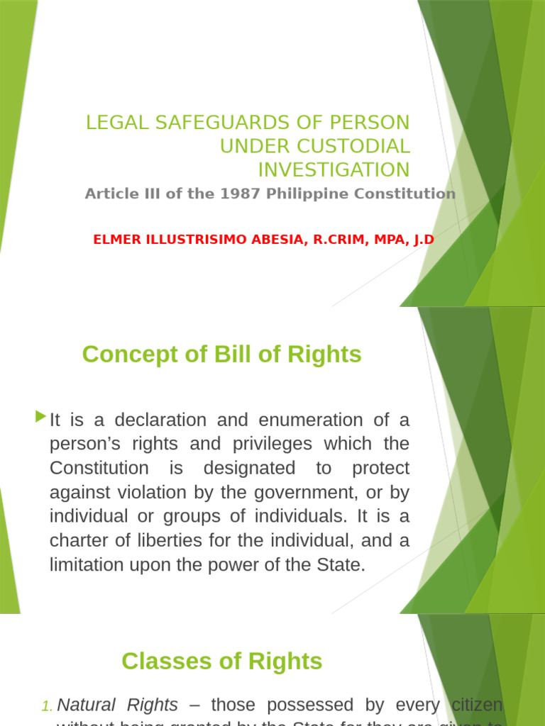 Legal Safeguards of Person Under Custodial Investigation | PDF ...