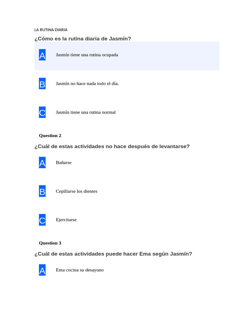 La Rutina Diaria | PDF