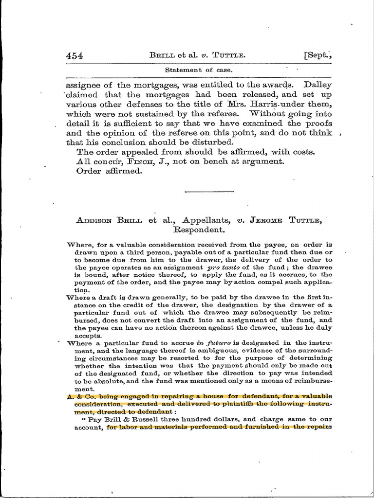 Brill v. Tuttle, 81 N.Y. 454 (1880) | PDF | Payments | Common Law