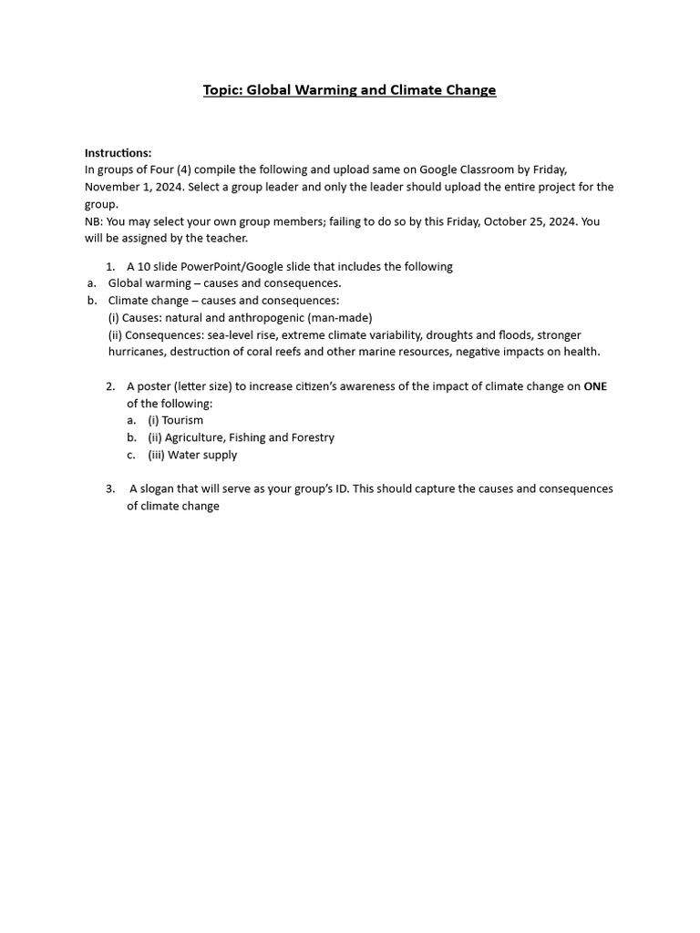 Global Warming Project Guidelines | PDF | Climate Change | Earth Sciences