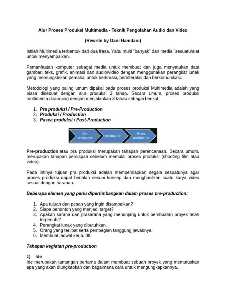 Alur Proses Produksi Multimedia | PDF