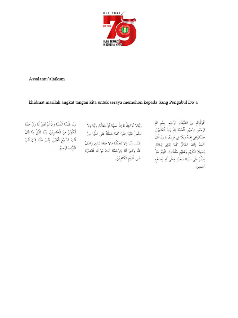 5-Doa Upacara Hut Pgri Ke 79 | PDF