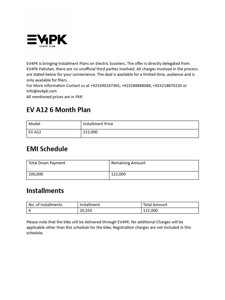 EV A01 6 Month Plan | PDF