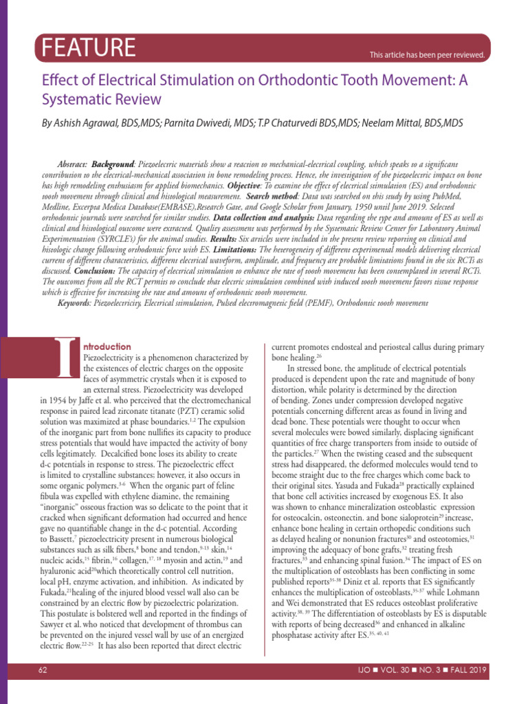 Electrical Stimulation in Orthodontics | PDF | Bone | Systematic Review