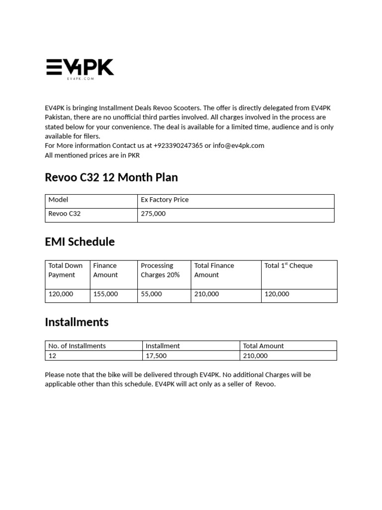 Revoo C32 10 Month Plan | PDF