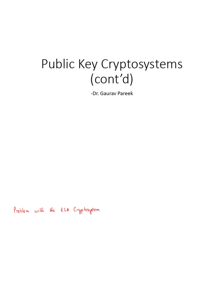 Public Key Cryptosystems (Cont'd) | PDF