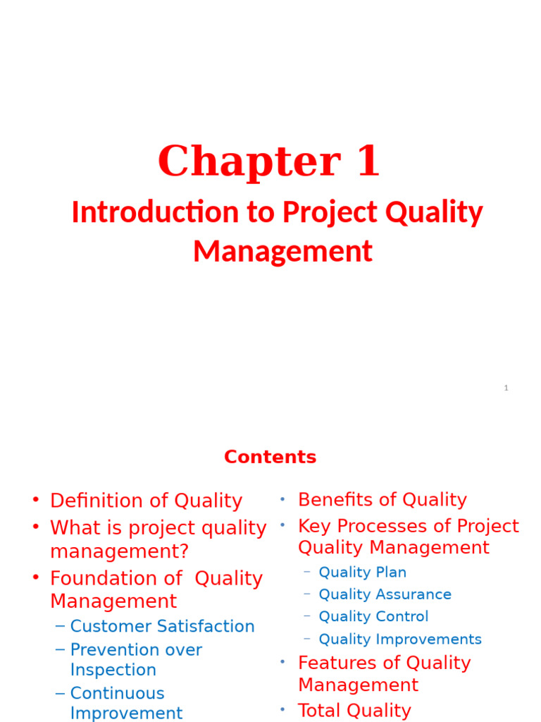 Chapter 1 | PDF | Quality (Business) | Quality Assurance
