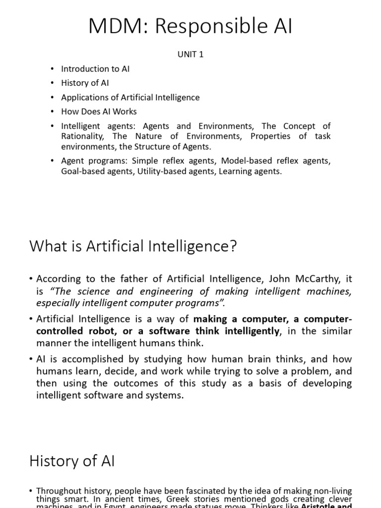 Unit 1 MDM | PDF | Artificial Intelligence | Intelligence (AI) & Semantics