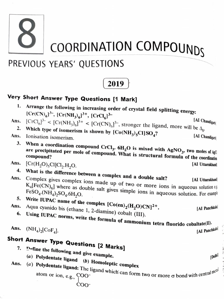Previous Year Question Answers Chapter 8 | PDF