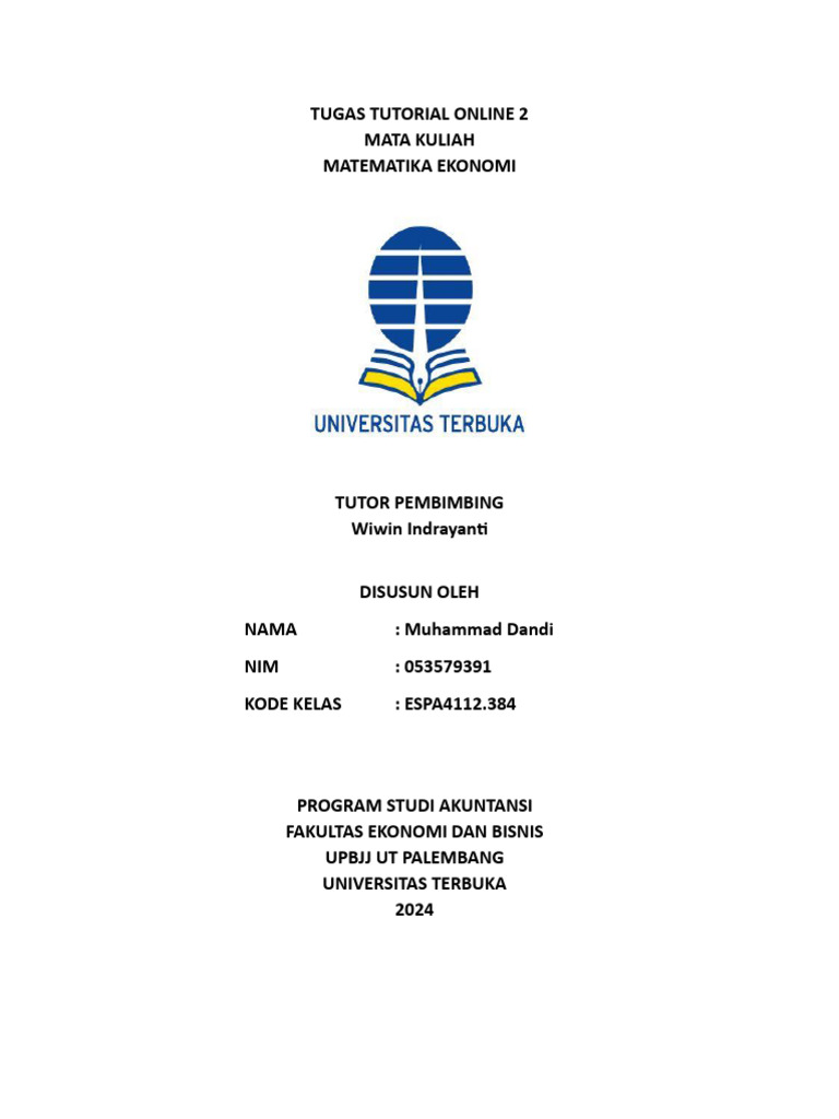 Tugas 2 Matematika Ekonomi | PDF