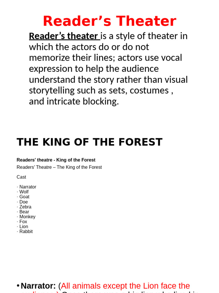 Readers Theater | PDF | Lion | Bears