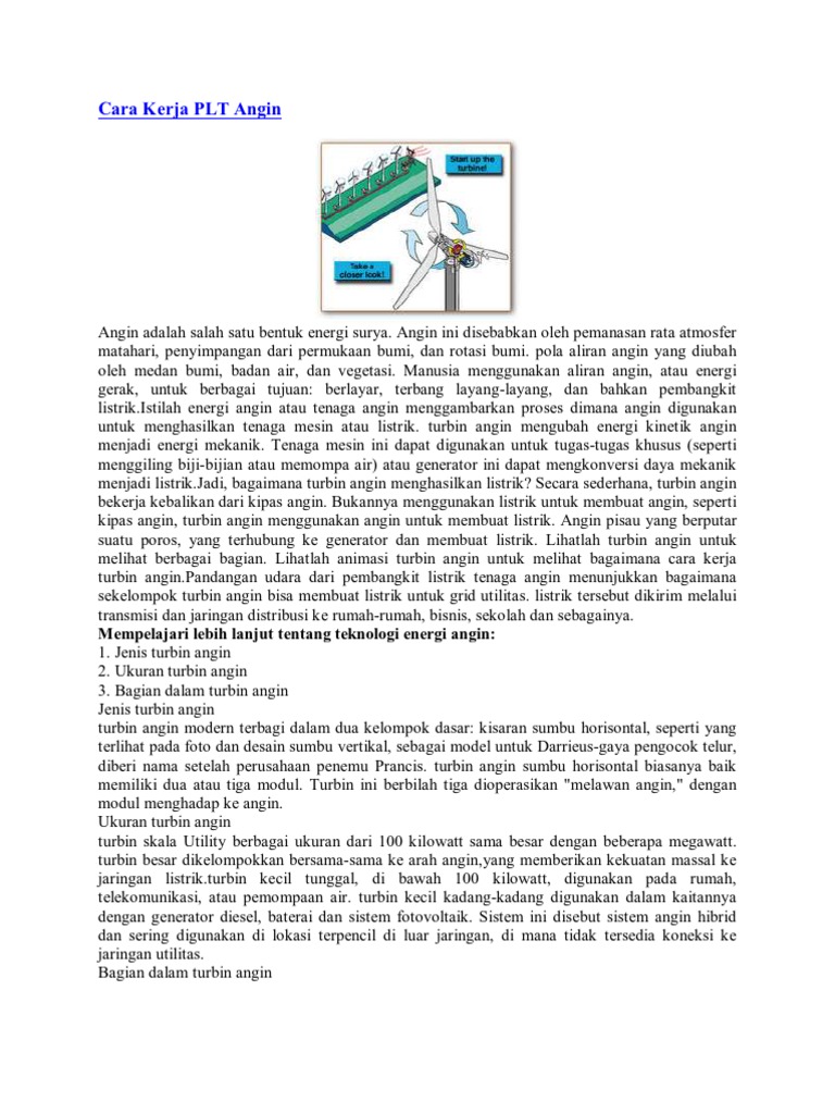 Cara Kerja PLT Angin | PDF
