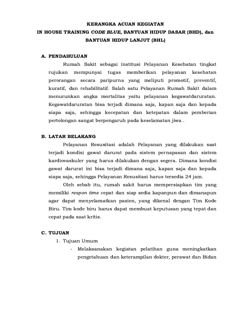 Pelatihan Code Blue & BHD RSUD Mijen | PDF