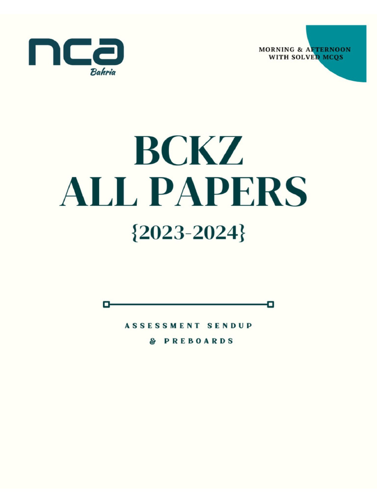 Xi-Bahria CLG Karsaz All Sub Papers With Solved MCQS 2023-2024 | PDF