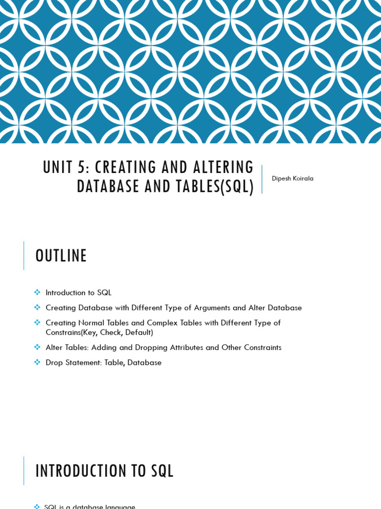 Unit-5 (Creating and Altering Database and Tables (SQL) | PDF ... Unit-5 (Creating and Altering Database and Tables (SQL) | PDF ...
