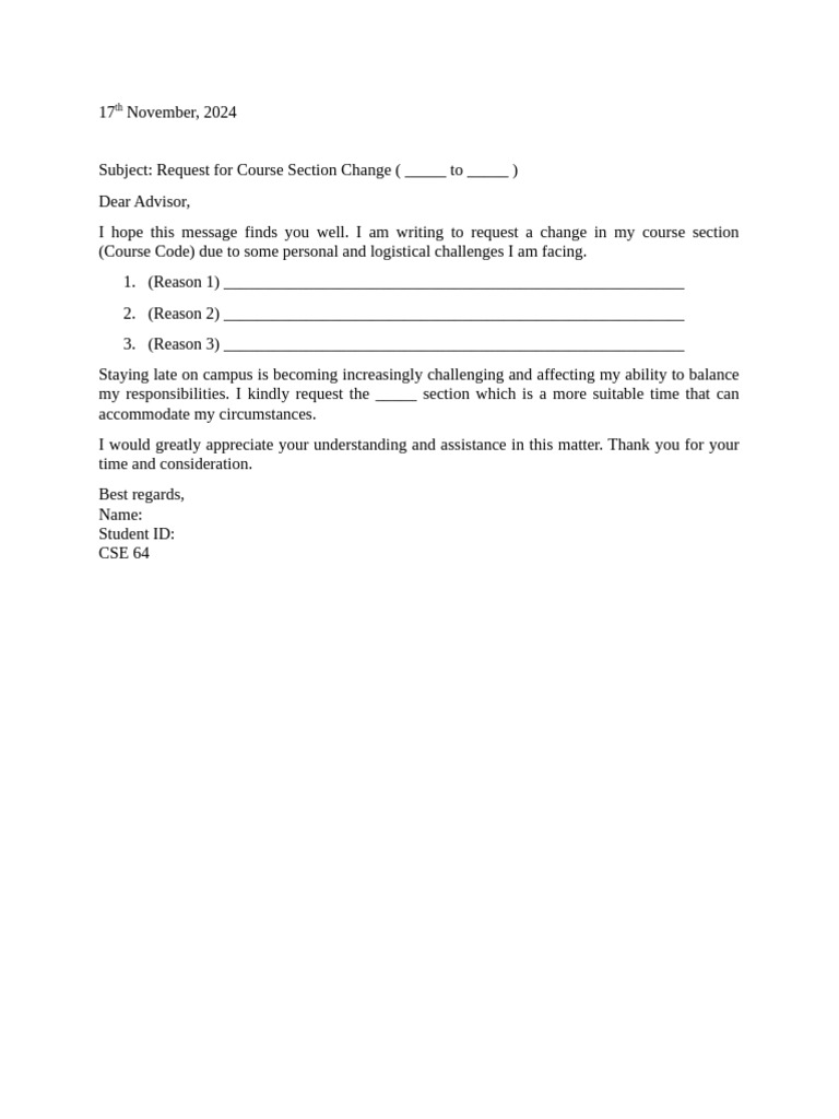 Course Sec Change Application | PDF