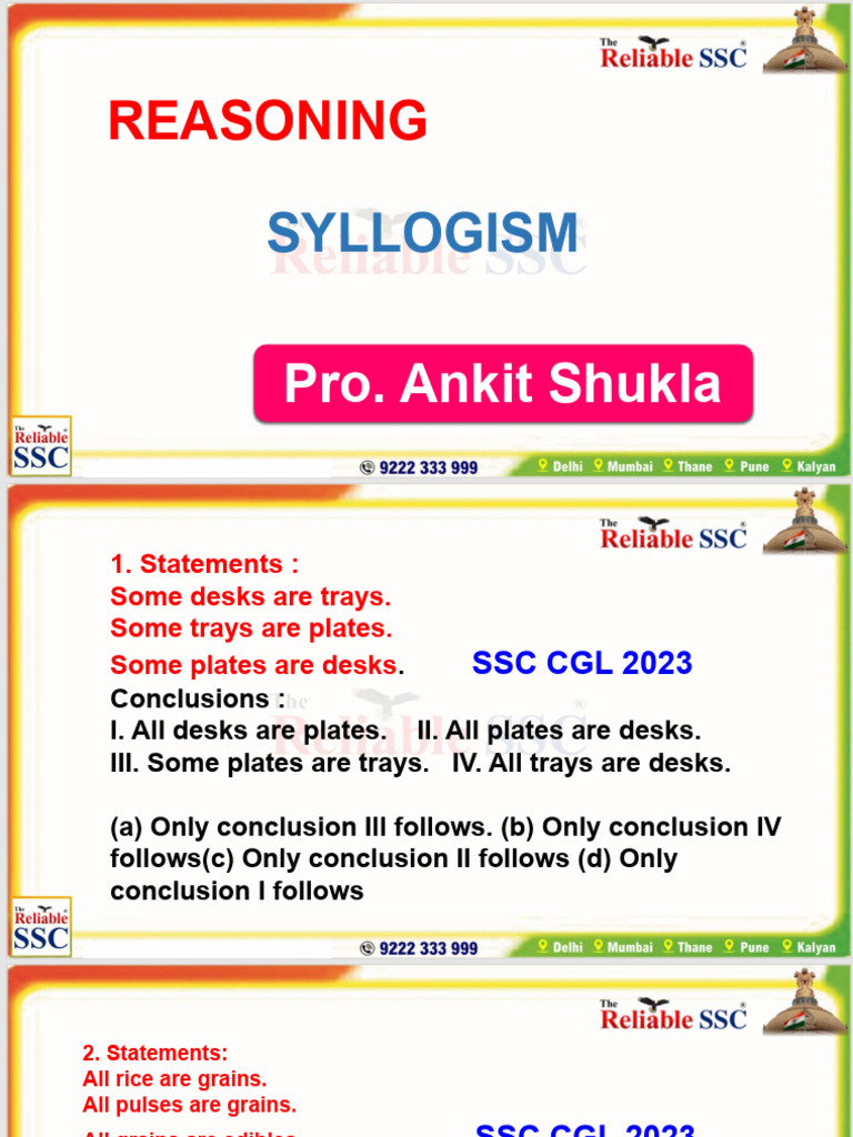 Syllogism SSC CGL Pyq | PDF