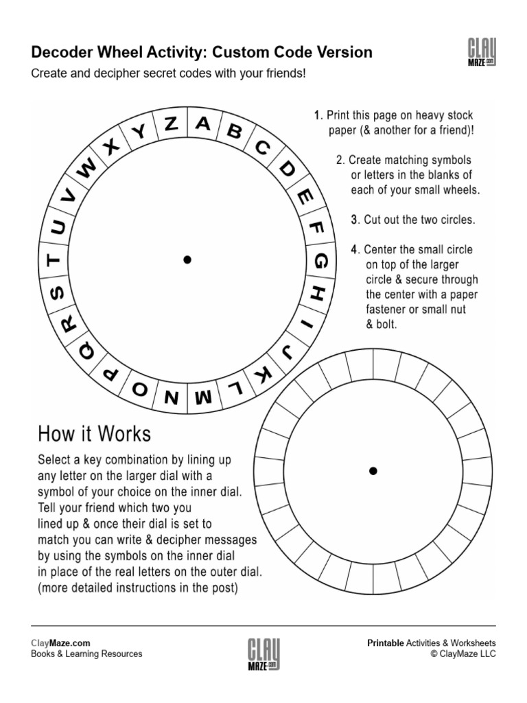 Spy Decoder Wheel Custom Alphabet | PDF