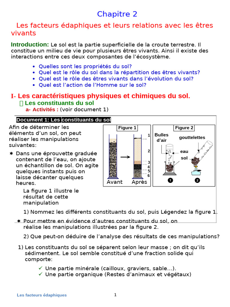 Facteurs édaphiques et vie du sol | PDF | Sol (pédologie) | Sciences de ...