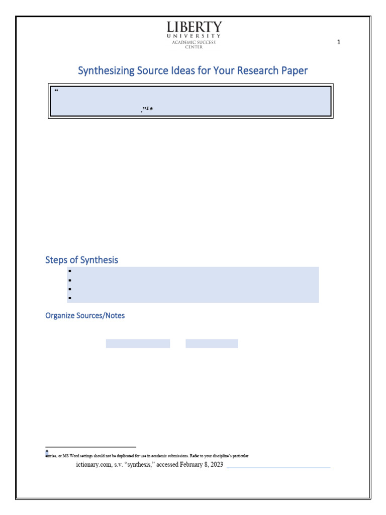 Synthesis Techniques for Research Papers | PDF | Thesis | Cognition