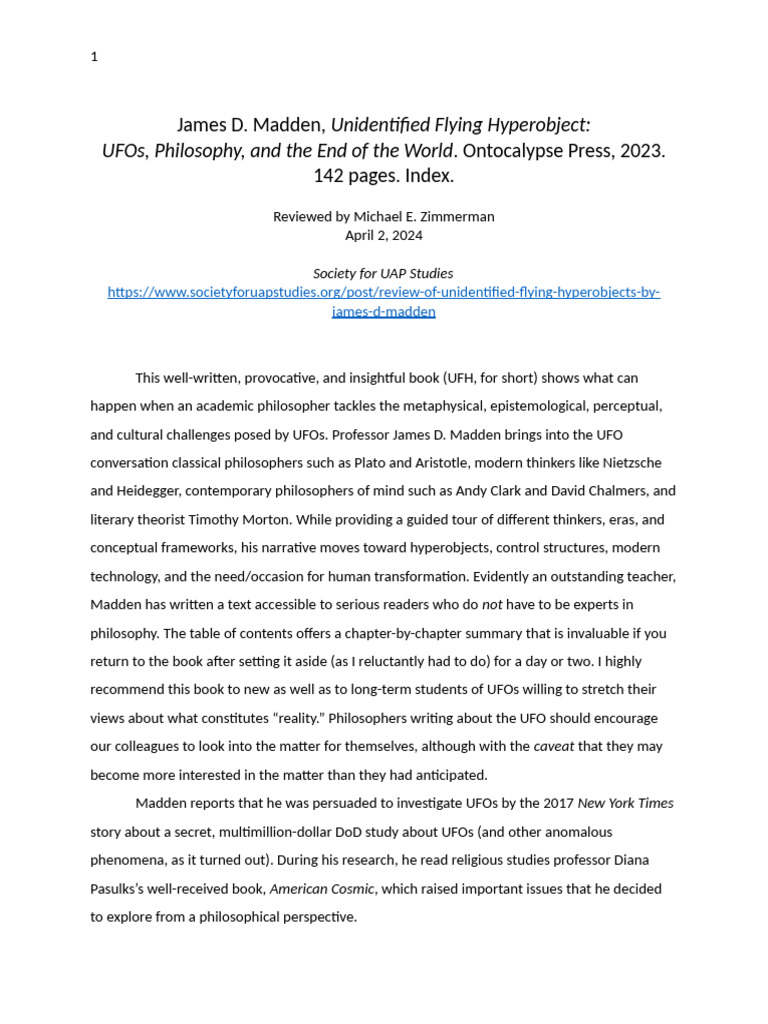 Review of Unidentified Flying Hyperobjec | PDF | Unidentified Flying Object | Prometheus