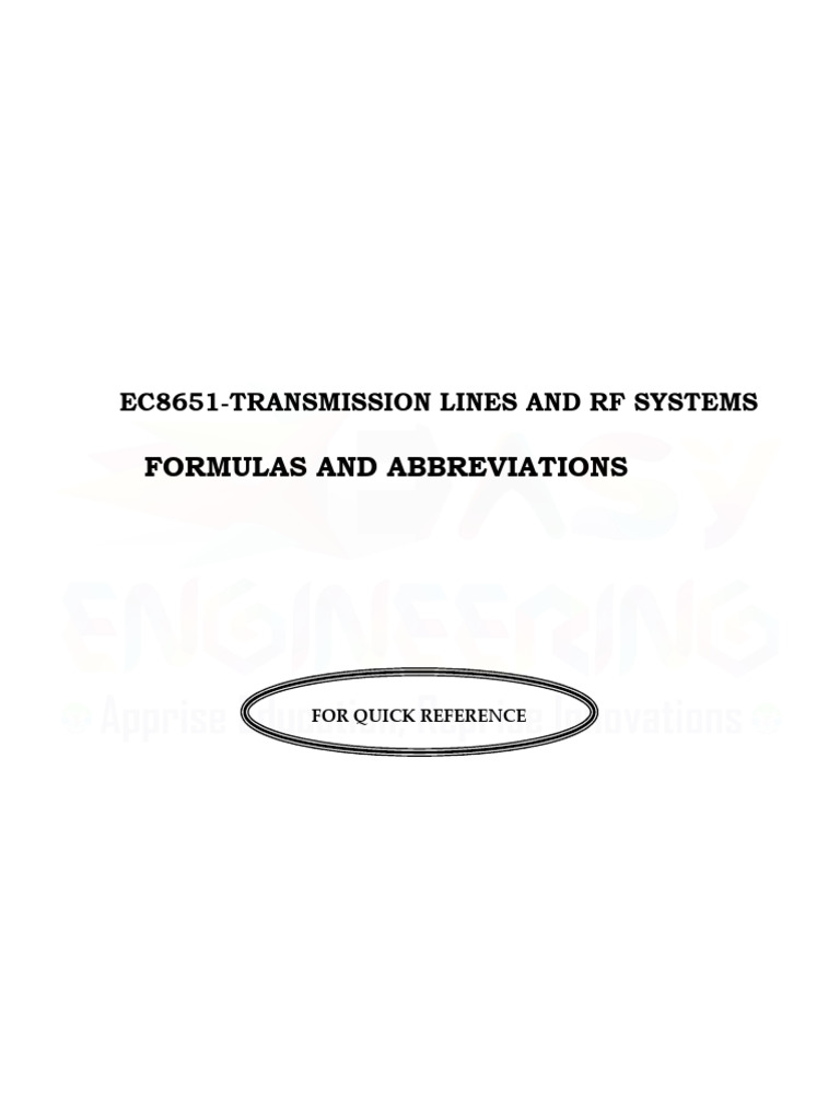 EC8651 Formulas - Unit Wise PEC | PDF