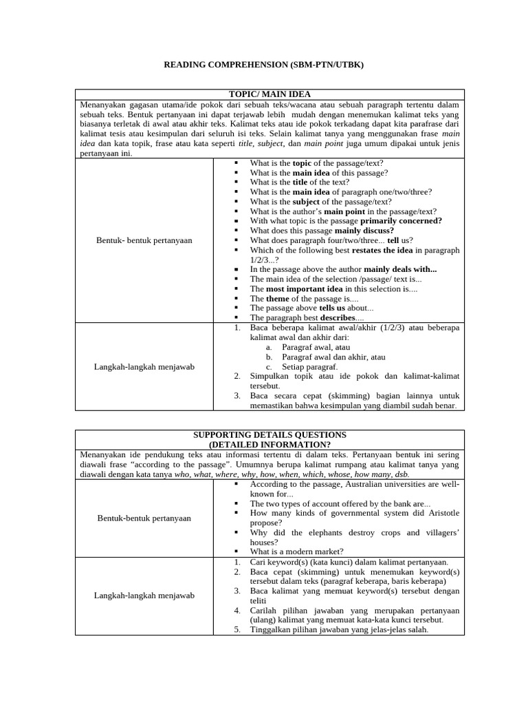 Reading Comprehension | PDF