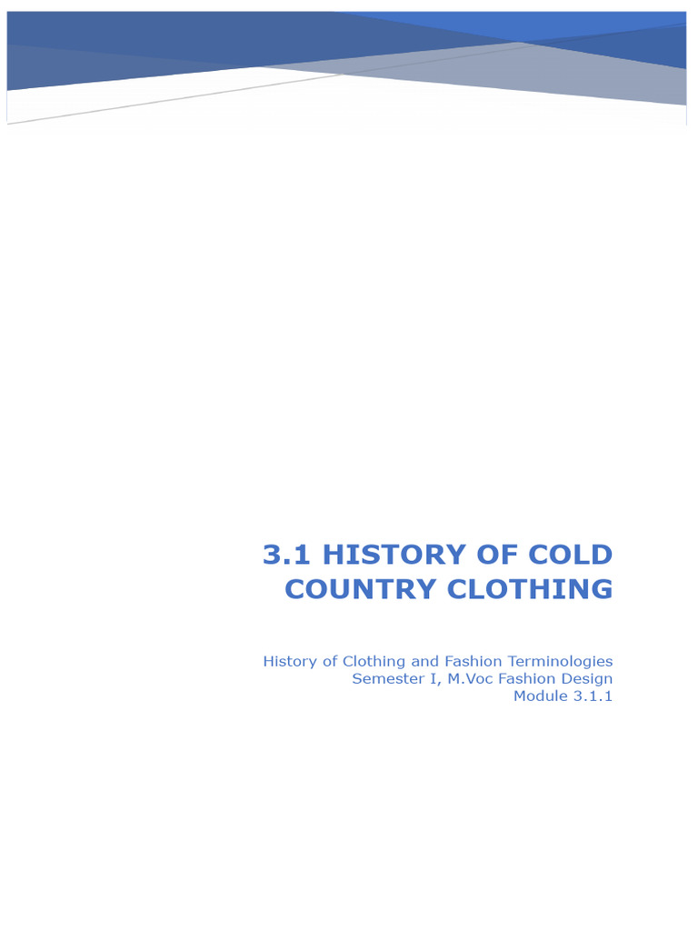 3.1.1 History of Cold Country Clothing | PDF | Clothing | Dress