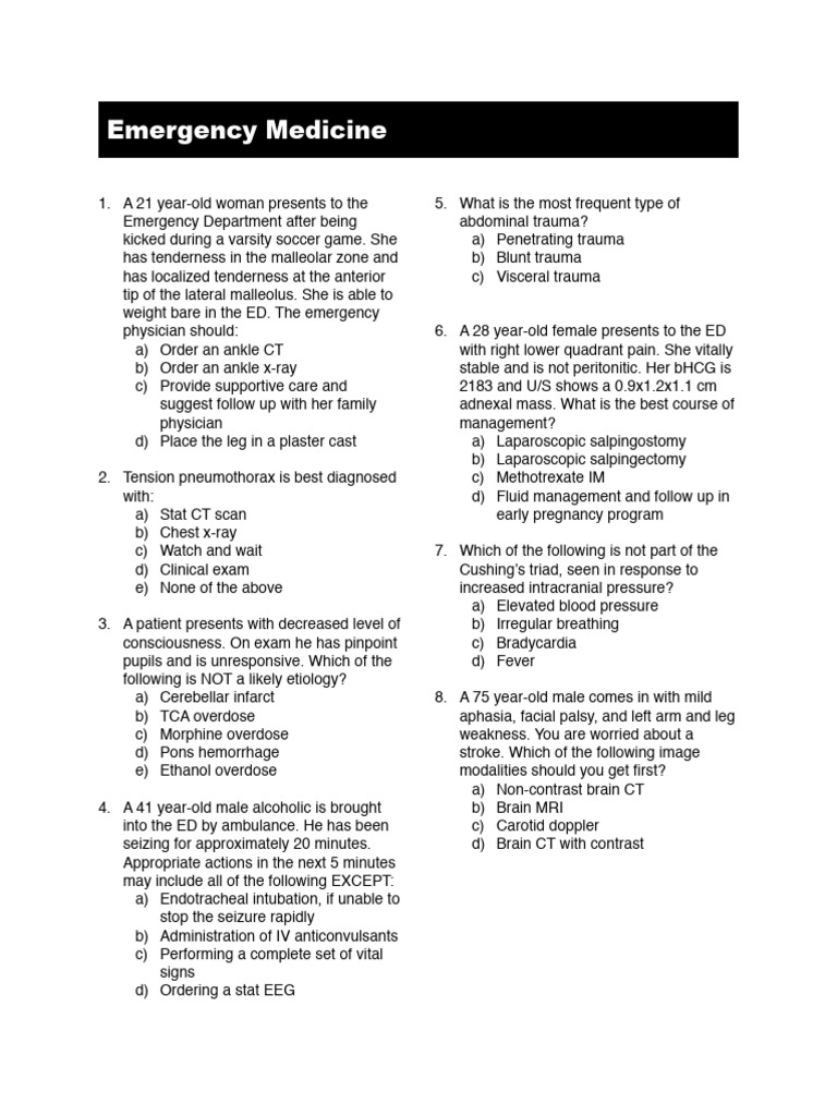 Emergency Medicine | PDF | Major Trauma | Causes Of Death