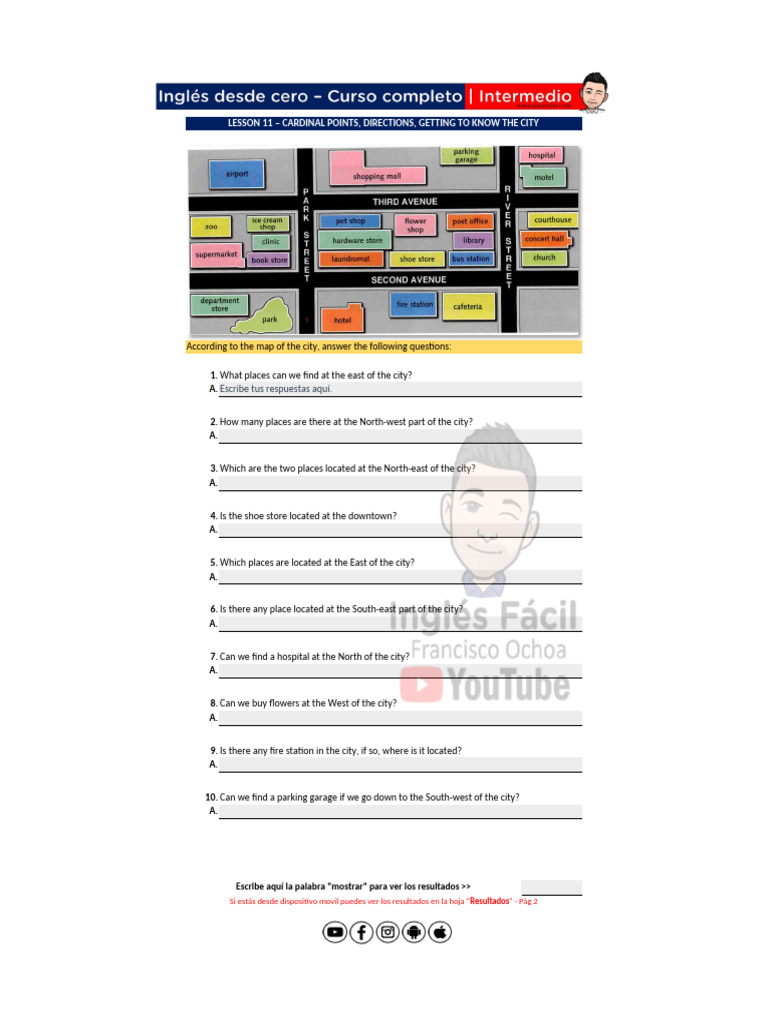Lesson 11 - Cardinal Points, Directions, Getting To Know The City | PDF