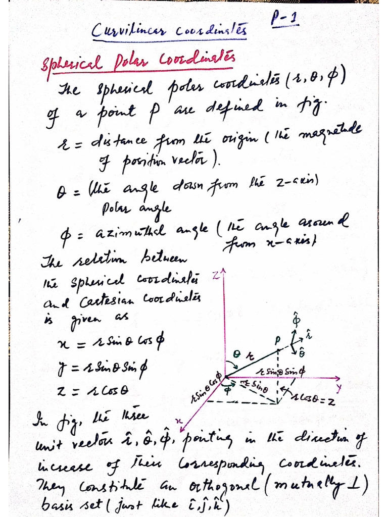 Spherical Polar Coordinates | PDF