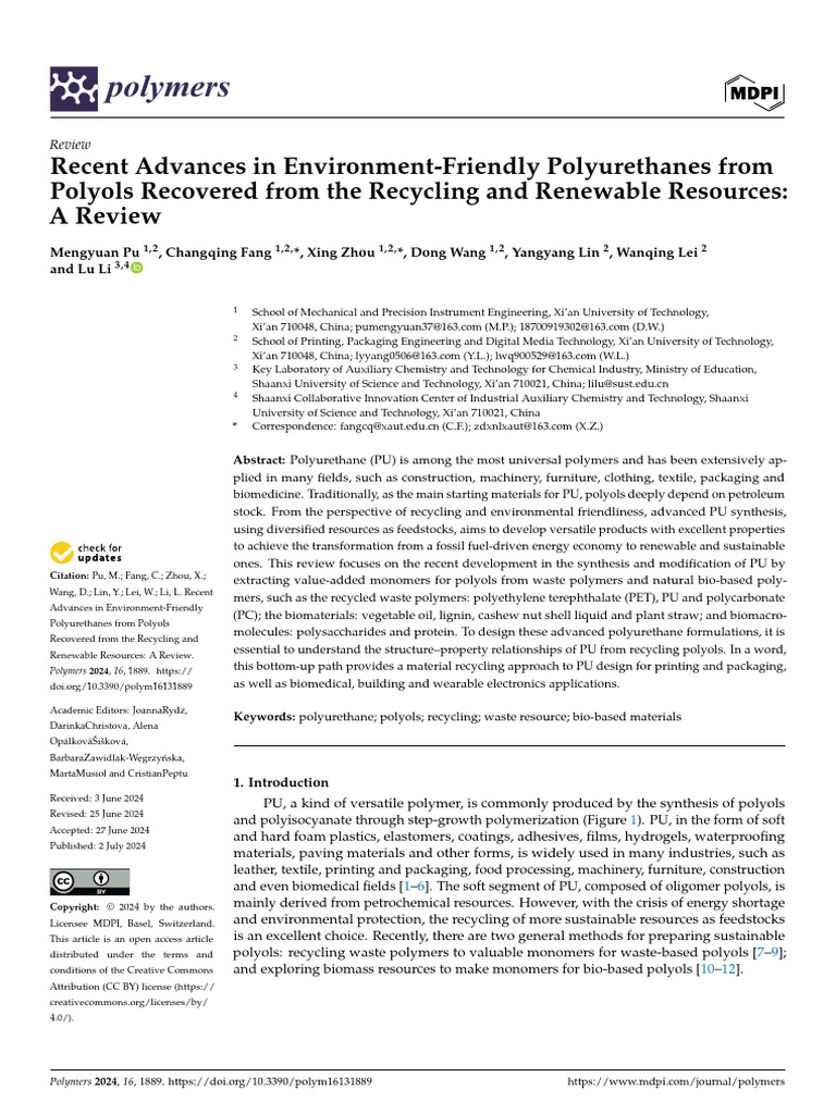 Polymers 16 01889 | PDF | Polyurethane | Polyester