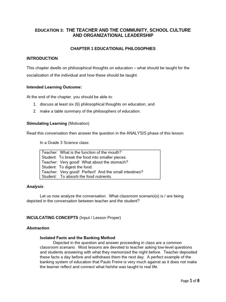 Educational Philosophies Overview | PDF | Pedagogy | Learning