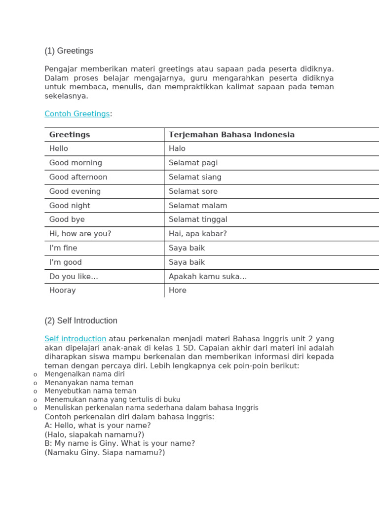 Materi Basic Bahasa Inggris | PDF