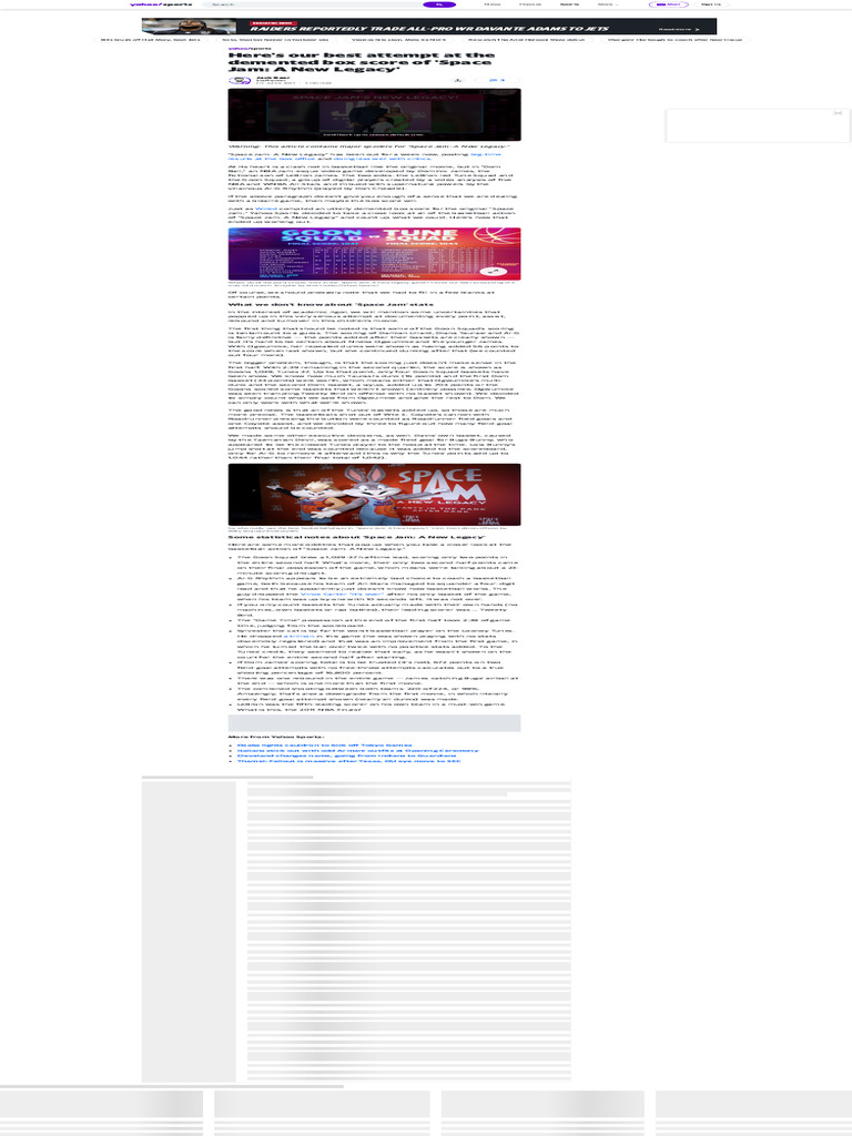 'Space Jam - A New Legacy' Box Score, LeBron James Scores 49 - Yahoo ...