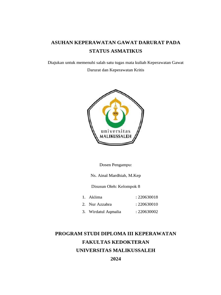 Asuhan Keperawatan Gawat Darurat Pada Status Asmatikus 1 | PDF