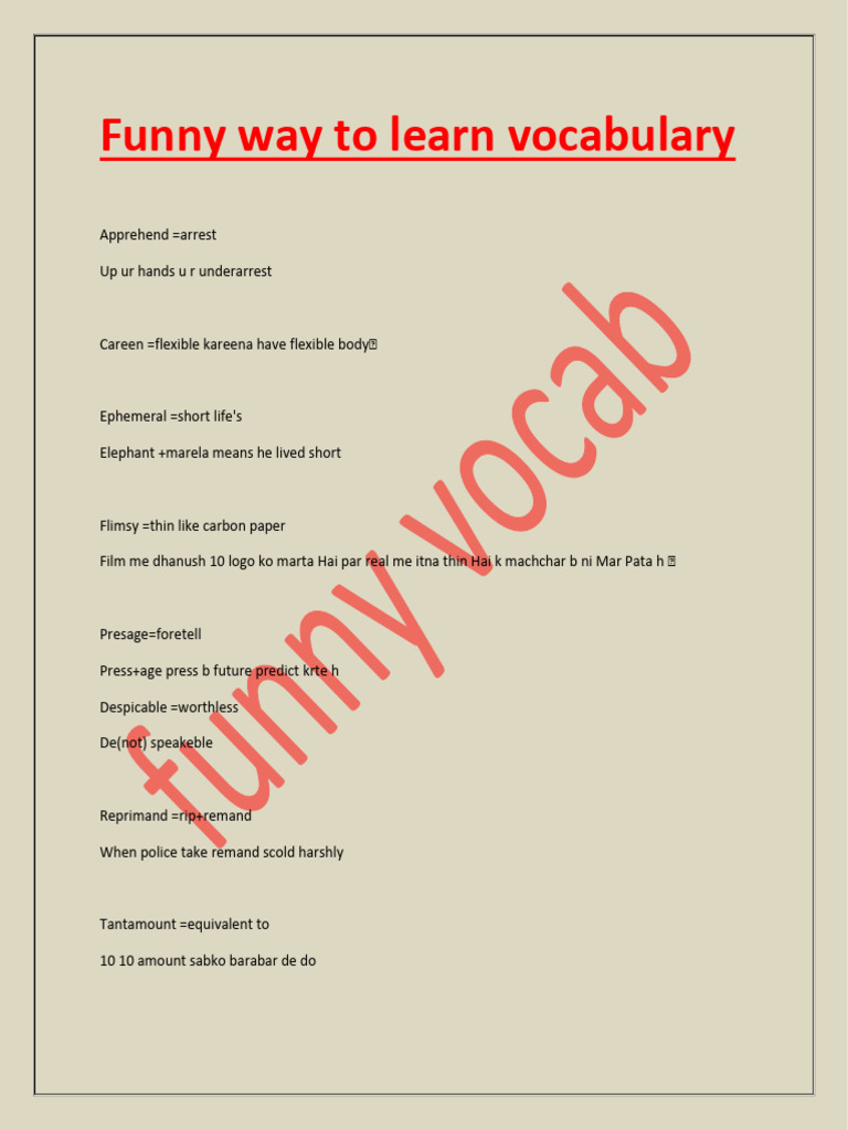 Funny Way To Learn Vocb - 1746111929 | PDF