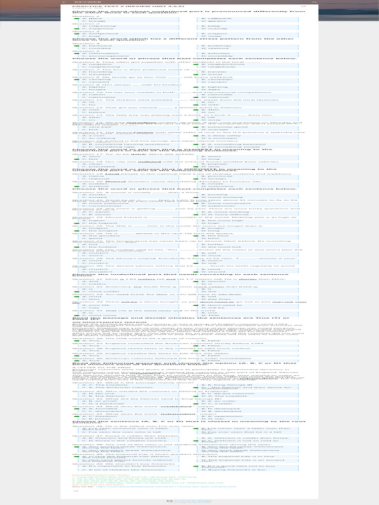 Practice Test 2 (Review Unit 4,5,6) | PDF | Patriot (American ...