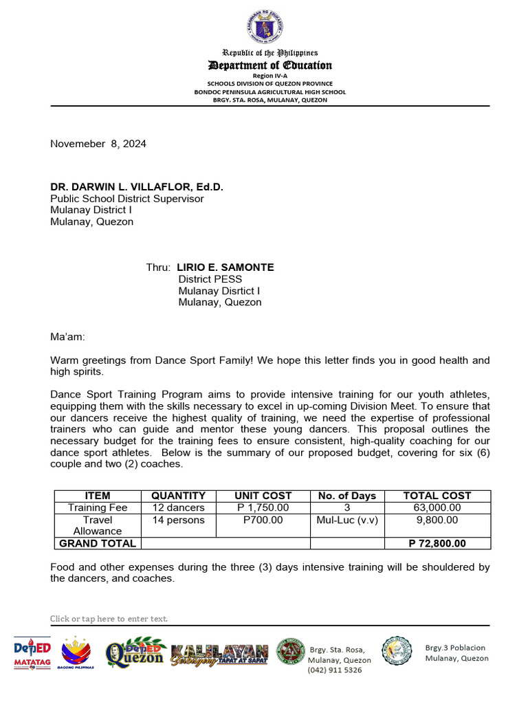 Sample Budget Proposal | PDF