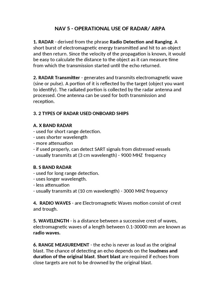 Nav 5 Reviewer | PDF | Radar | Radio