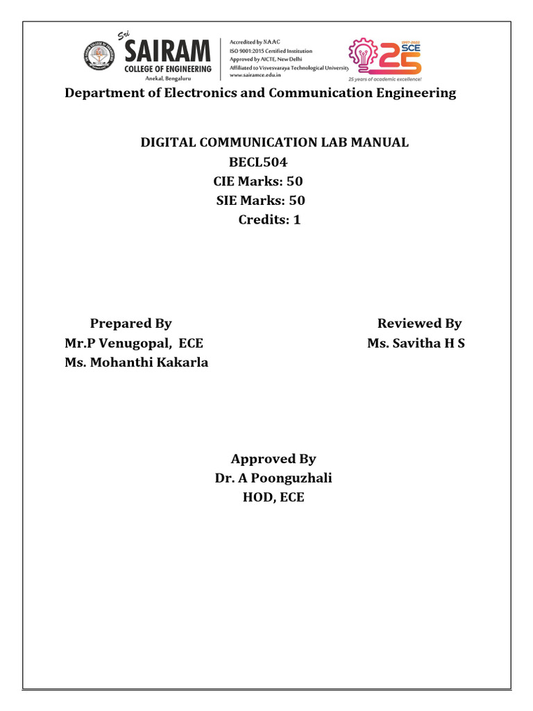 Digital Communication Lab Manual | PDF | Modulation | Electronics