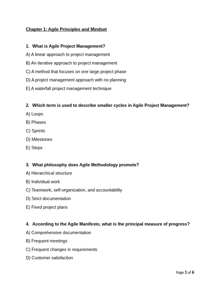 Chapter 1 - Agile Principles and Mindset | PDF | Agile Software ...