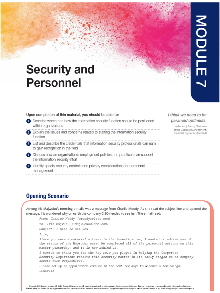 Principles of Information Security 7E - Module 7 | PDF | Information ...